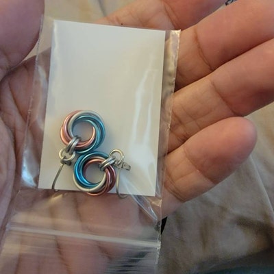 Transgender Pride Earrings, Love Knot Chainmail Trans Pride Jewelry ...