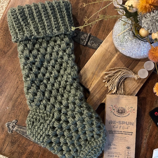 CROCHET PATTERN & VIDEO/ Bulky and Quick Puff Stitch Stocking, Crochet ...