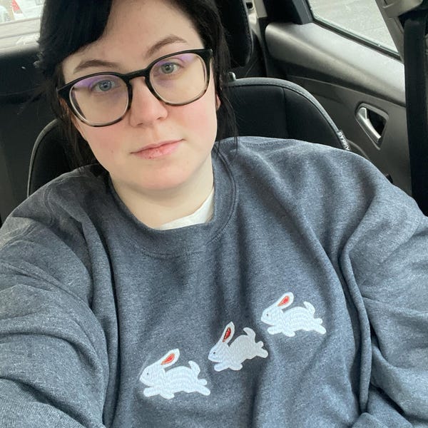 Embroidered Bunnies Sweatshirt, Bunny Lover Gift, Embroidered Rabbits ...