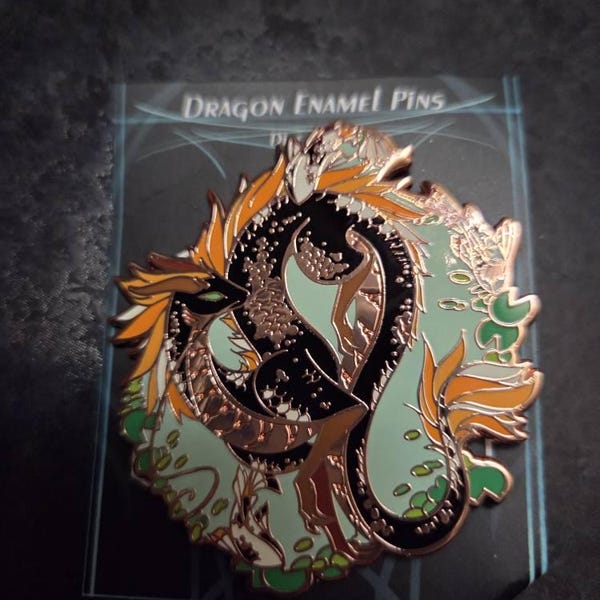 Koi Fish Dragon of the Pond - Hard Enamel, Large Pin, Copper/gold ...