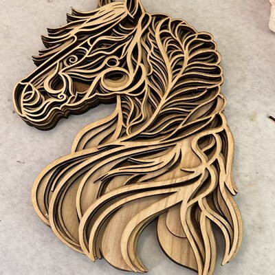 Multilayer Horse Laser Cut File 3D Horse Mandala Layered Dxf Dwg ...