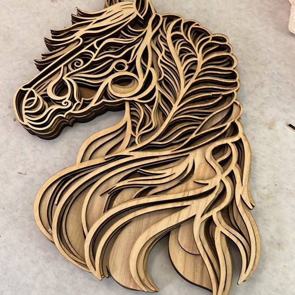 Multilayer Horse Laser Cut File 3D Horse Mandala Layered Dxf Dwg ...