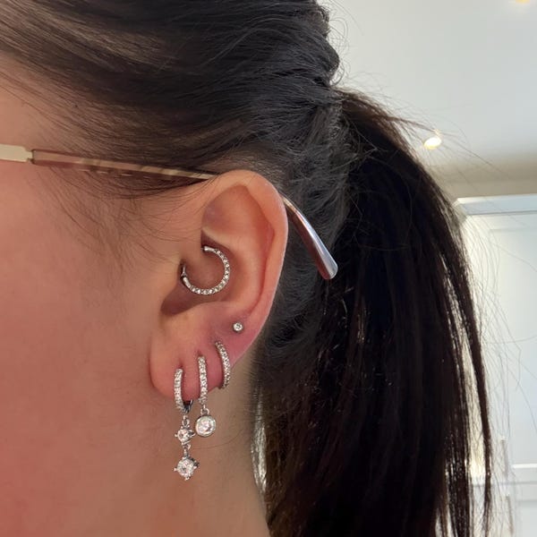 Double Sapphire Blue CZ Ear Jacket in Sterling Silver, Silver or Gold ...