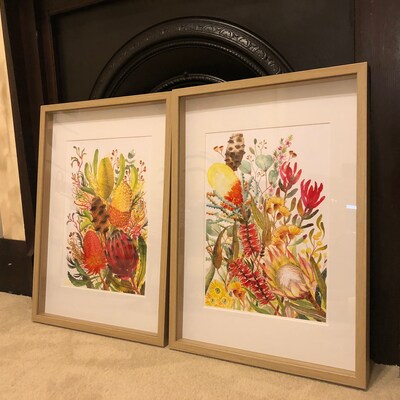 Australian Native Flower Art Prints, Aussie Flora Wall Art Set of 2 ...