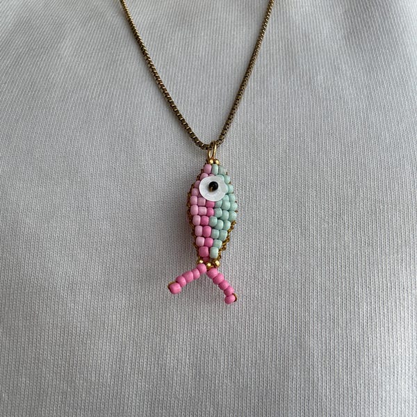 Beaded Fish Charm Necklace Accessories Fish Charm Seed Beads Beads ...