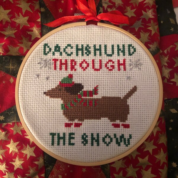 Dachshund Through the Snow Winter Holiday Christmas Cross Stitch PDF ...