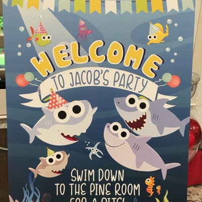 Shark Welcome Board / Shark Baby Birthday Welcome Sign / Banner ...