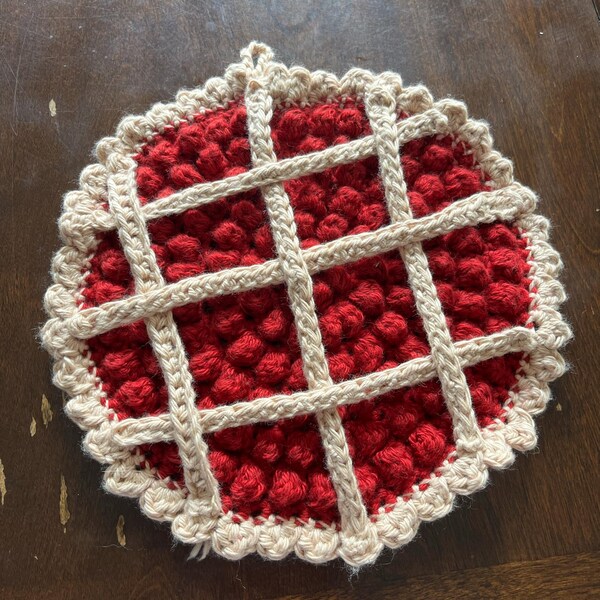 Cherry Pie Trivet Crochet Pattern | Kitchen Decor | Food-themed Crochet ...