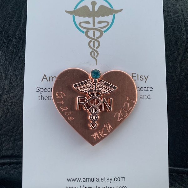 Rose Gold Heart Nurse Pin - Custom Rose Gold Nurse Pin - Nurse ...