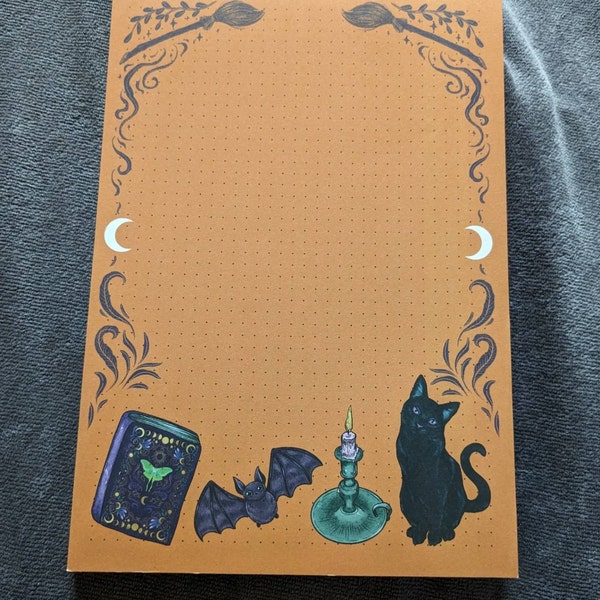 Note Pad A5 50 Sheets Halloween Orange Design With Black Cat Pixie Cold ...
