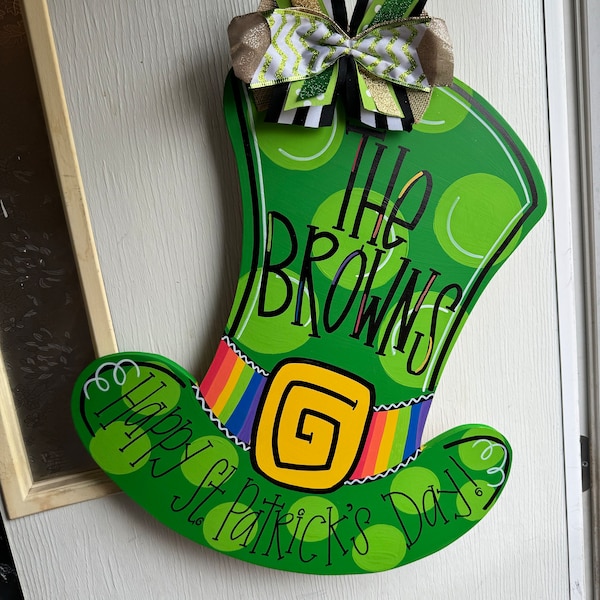 St Patricks Day Door Hanger, St Pattys Day Door Hanger, Leprechaun Hat ...