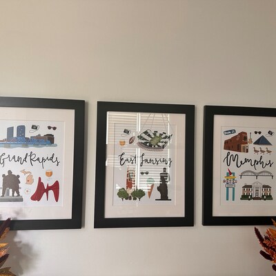 Illustrated Iowa Art Print, Cute Iowa Map Print, Modern Iowa Decor ...