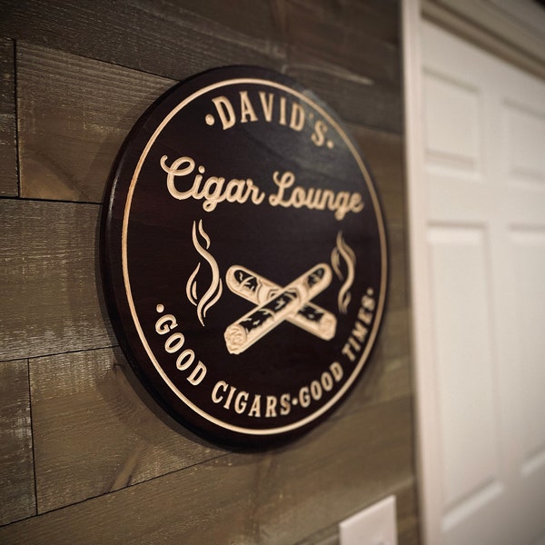 Cigar Bar Sign, Carved Wood Sign, Cigar Gifts, Cigar, Personalized ...