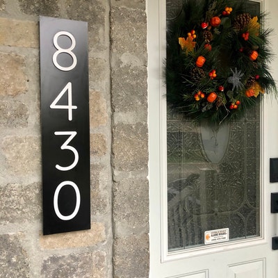 Address Sign Modern Plaque Aluminum Composite Vertical Offset Custom ...