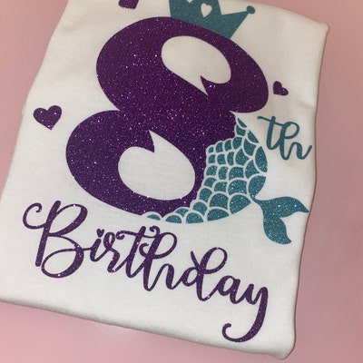 Mermaid 8th Birthday Girl Svg,png,jpg,dxf,mermaid Number With Crown,8th ...