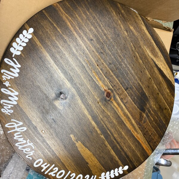 14" or 18" Personalized Round Wooden Cake Stand, Cupcake Riser, Rustic ...