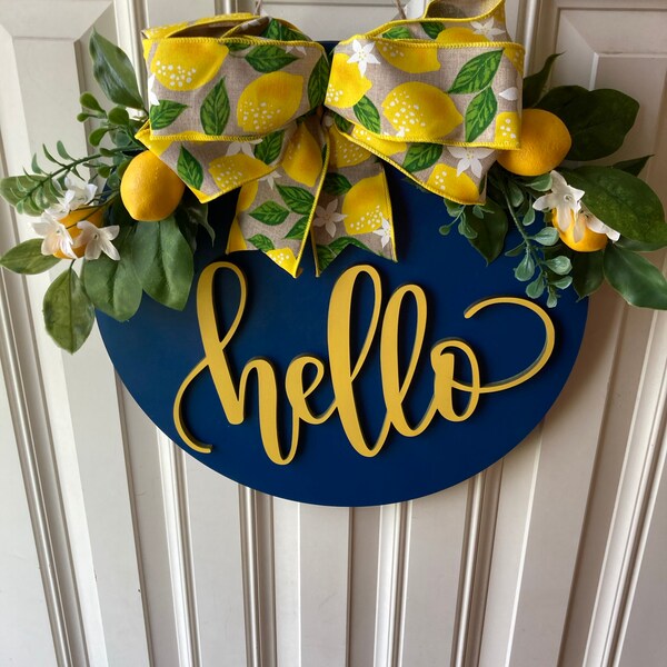 Hello Lemon Door Hanger for Spring Summer - Etsy