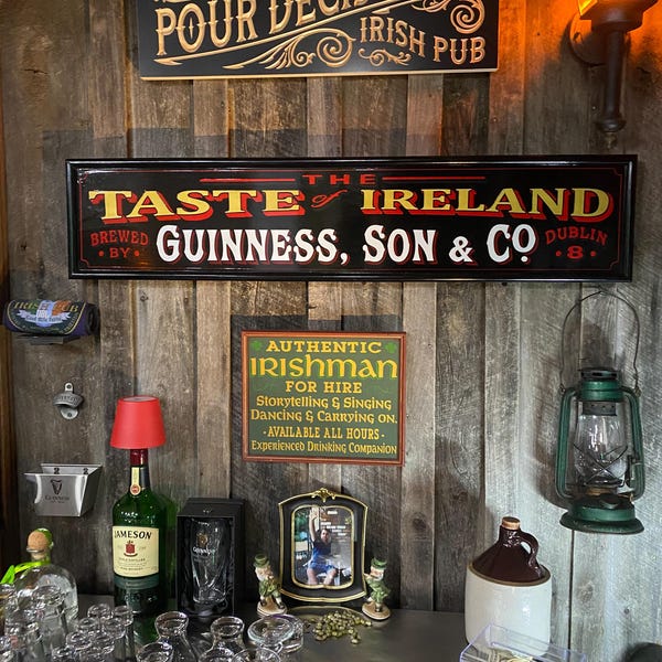 Guinness. the Taste of Ireland , Hand Lettered Wooden Irish Pub/bar ...
