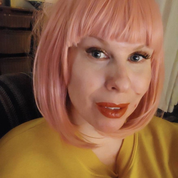 Grass Green Bob Wig With Bangs. Grass Green Short Synthetic Hair ...
