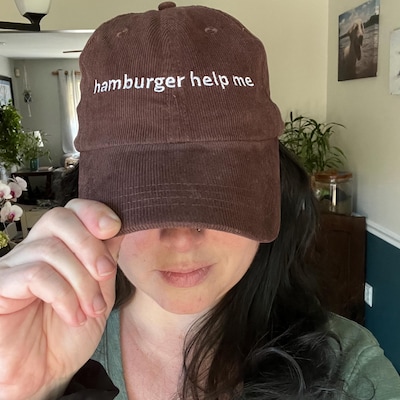 Hamburger Help Me Funny Corduroy Embroidered Hat - Etsy Canada