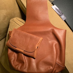 Brown Leather Knitting Bag, Leather Bag for Knitting or Crochet, Yarn ...