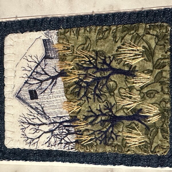 Hand Embroidered Fabric Boro Art Patch Mounted to a Gift Tag ...