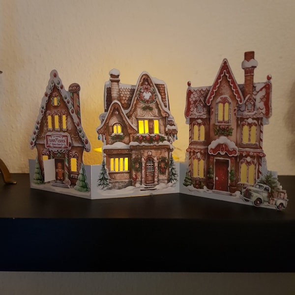 Gingerbread House Folding Card, Junk Journal Insert, Christmas, Kit, 3D ...