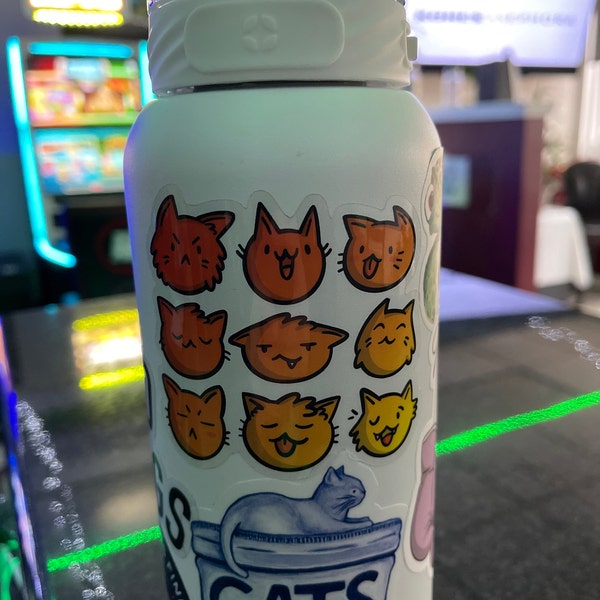 9 Lives Cats Clear Vinyl Sticker Cute Cat Sticker Kawaii Cats Emoji ...