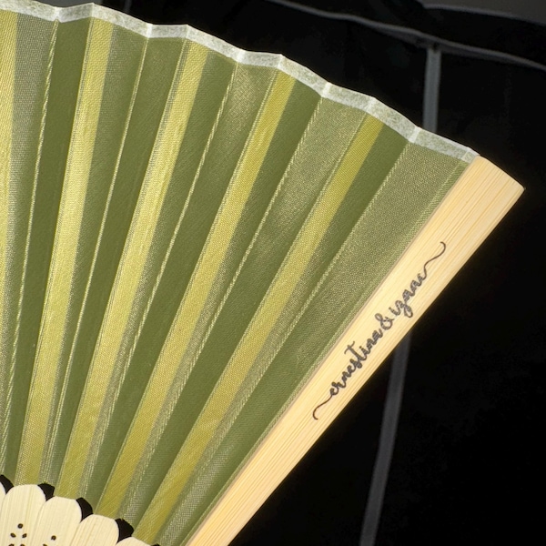 Sage Green Rayon Hand Fans,personalized Text Engraved/printed Fans ...