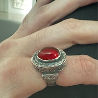 Men's Ring Made With Red Fire Amber, Best Gift for a Friend, Bohemian ...