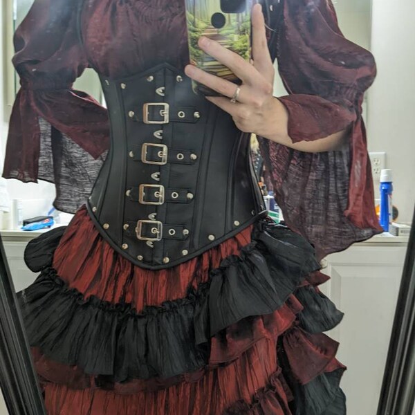 Burgundy and Black Shimmer Fancy Chemise, Steampunk Victorian ...