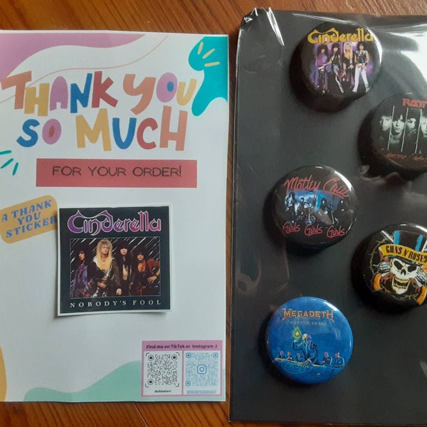 80's Heavy Metal Band Pins, Badges - Etsy