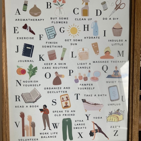 The Self Care Alphabet | Self Care Abc's Poster | Digital Download - Etsy