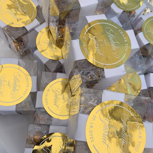 Gold Foil Wedding Stickers, Metallic Sticker Labels, Round Favor Labels ...