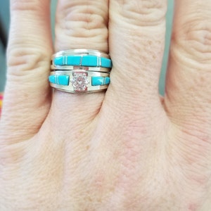 Turquoise Bridal Ring Set - Etsy