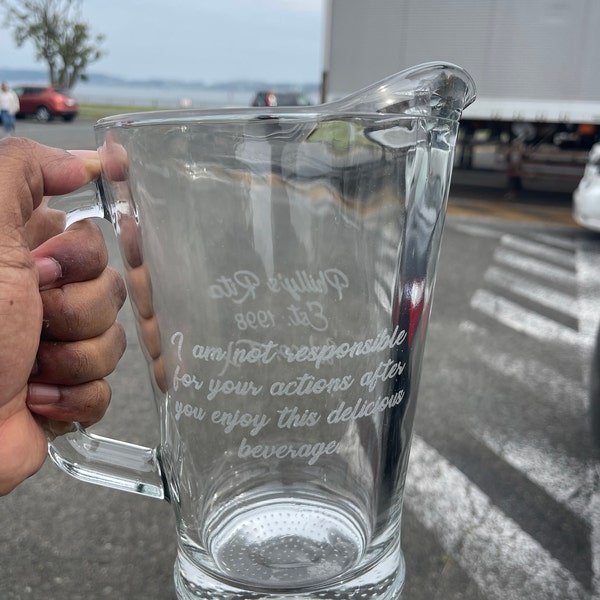 Custom Pitcher - Etched Glass Pitcher Housewarming Gift, Personalized ...