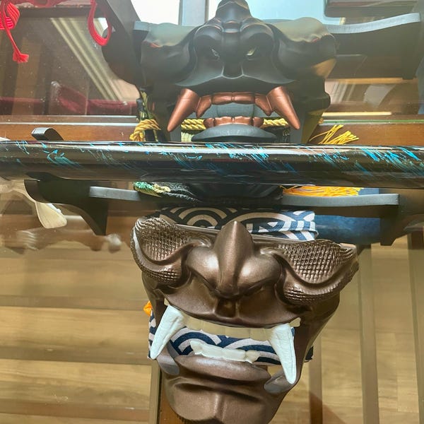 Oni Mask Katana Wall Mount - Etsy