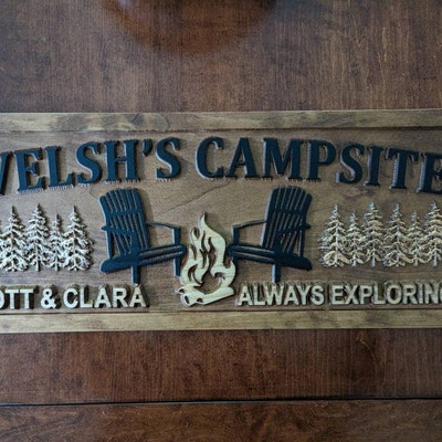 Custom Wood Campfire Sign Family Name Campsite Sign Last Name Sign ...