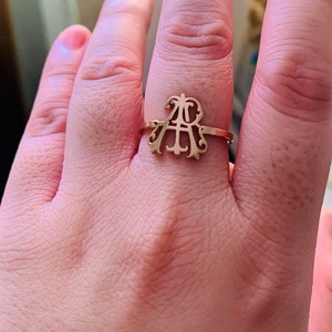 Personalized Monogram Ring Double Initials Ring Custom Monogram Ring Initials Ring Two Monogram ...