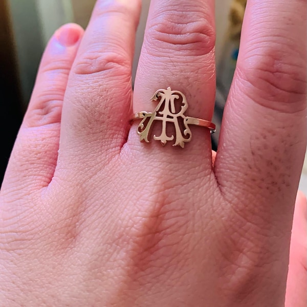 Personalized Monogram Ring - Double Initials Ring - Custom Monogram Ring - Initials Ring - Two ...