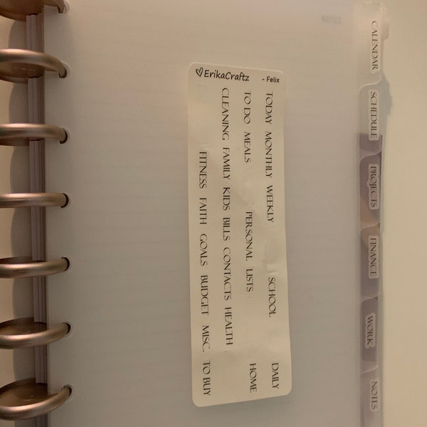 Planner Divider Stickers Label Your Tabs Matte Clear or Matte White ...