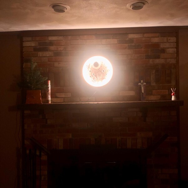Decorative Moon Lamp, Textured Moon Painting Moon Wall Decor, Wall Lamp ...