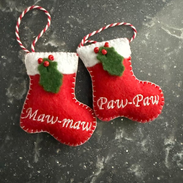 Holiday Mini Stockings Personalized, Personalized Gift Family Ornaments ...