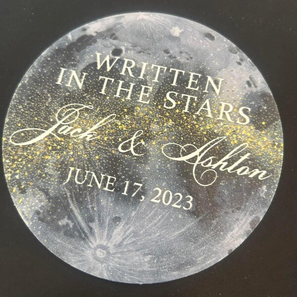 Wedding Favor Coasters, Moon Wedding Theme Personalized Names & Wedding ...