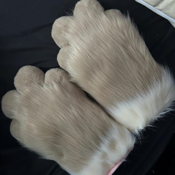 Black Puppy Paws With Red Meat Pad, Furry Gloves, Tiger Paws, Fox Paws ...