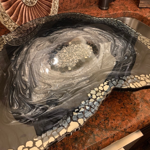 Large Geode Style Decorative Tray in ANY Color - Etsy