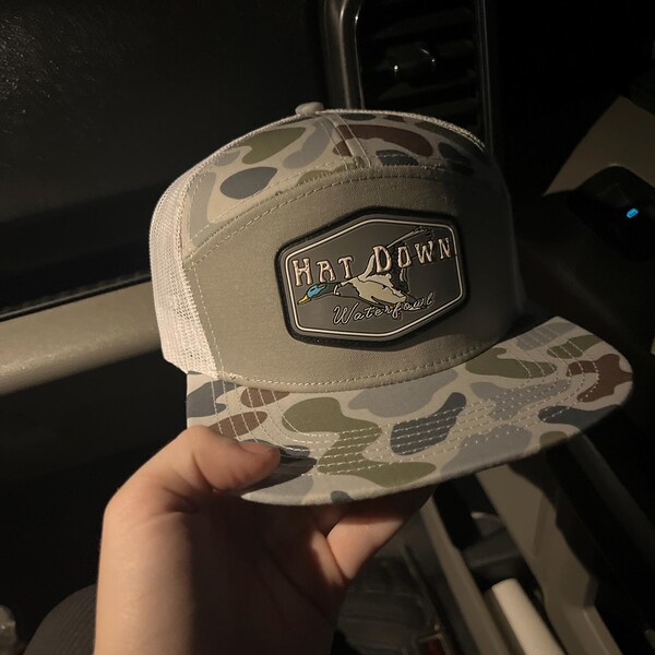 PVC Patch 7 Panel Hats - HDW Wood Duck Design - Tan and Brown Color ...