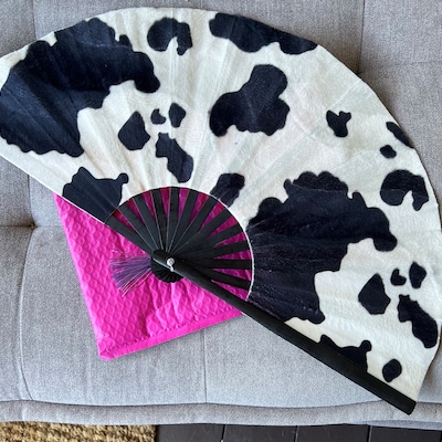 Pink Moo Moo Fan / Large Fan / Rave Accessory / Hand Fan / - Etsy