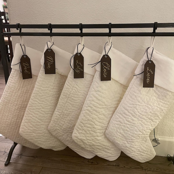 Christmas Stocking Tags, Stocking Name Tags, Leather Name Tags ...