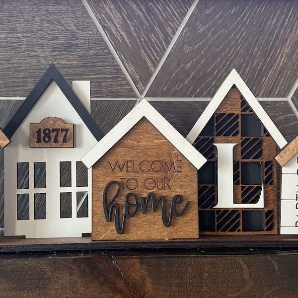 Family Home Standing Houses Centerpiece File SVG, Mantle Decor ...